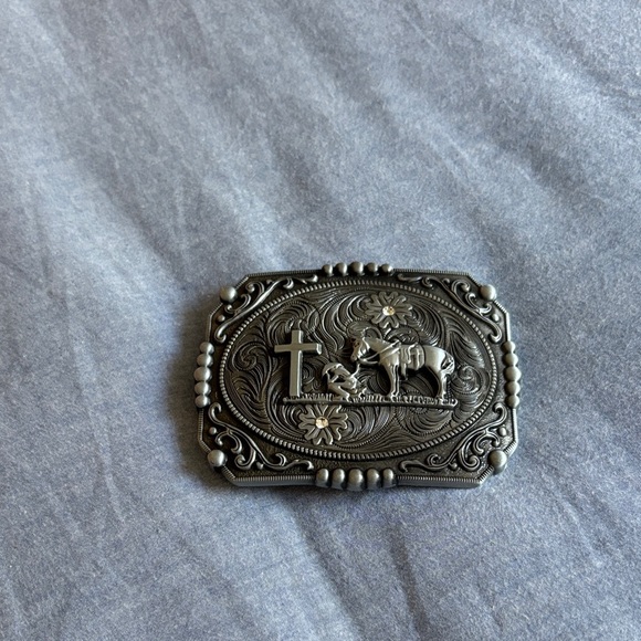 Accessories | Silver Western Belt Buckle With Cross And Horse Design ...